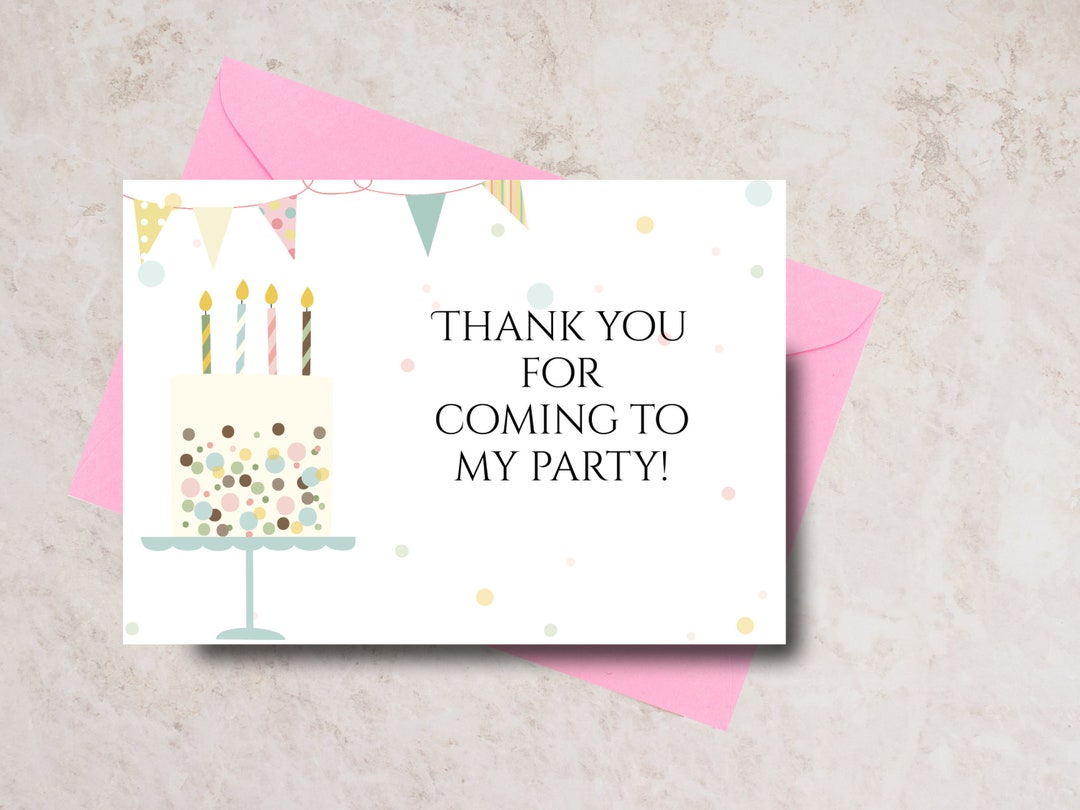 Printable Birthday Cake Thank You Card/ Editable Thank You - Etsy