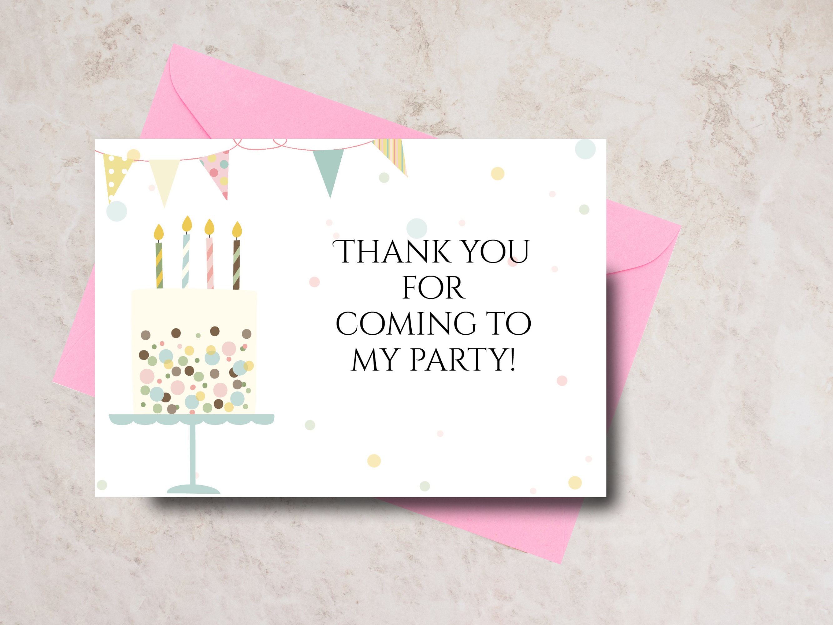 Printable Birthday Cake Thank You Card/ Editable Thank You - Etsy