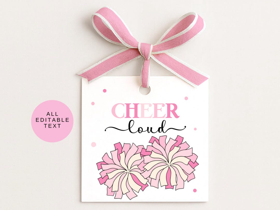 Cheerleader Gift Tags, Cheer Loud Party Favor Tag, Cheer Team ...