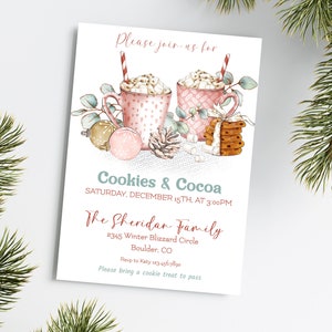 Festive Cookies & Cocoa Party Invite, Christmas Hot Cocoa Celebration ...