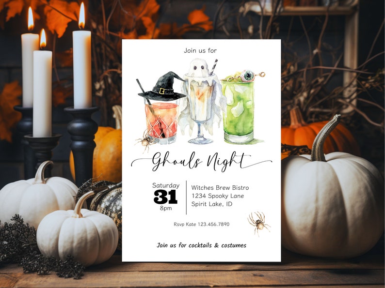 Ghouls Night Cocktail Invite, Adult Halloween Party Invite, Girls Night ...