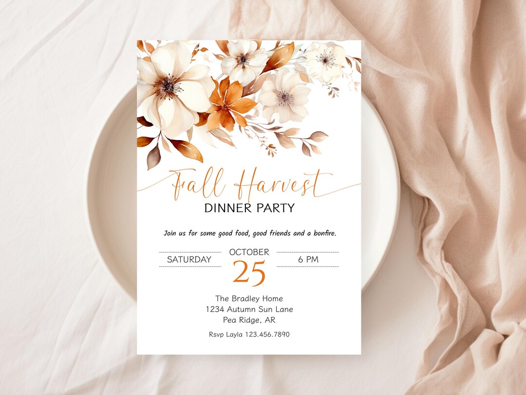 Fall Harvest Dinner Party Invitation, Friendsgiving Dinner Invitation ...