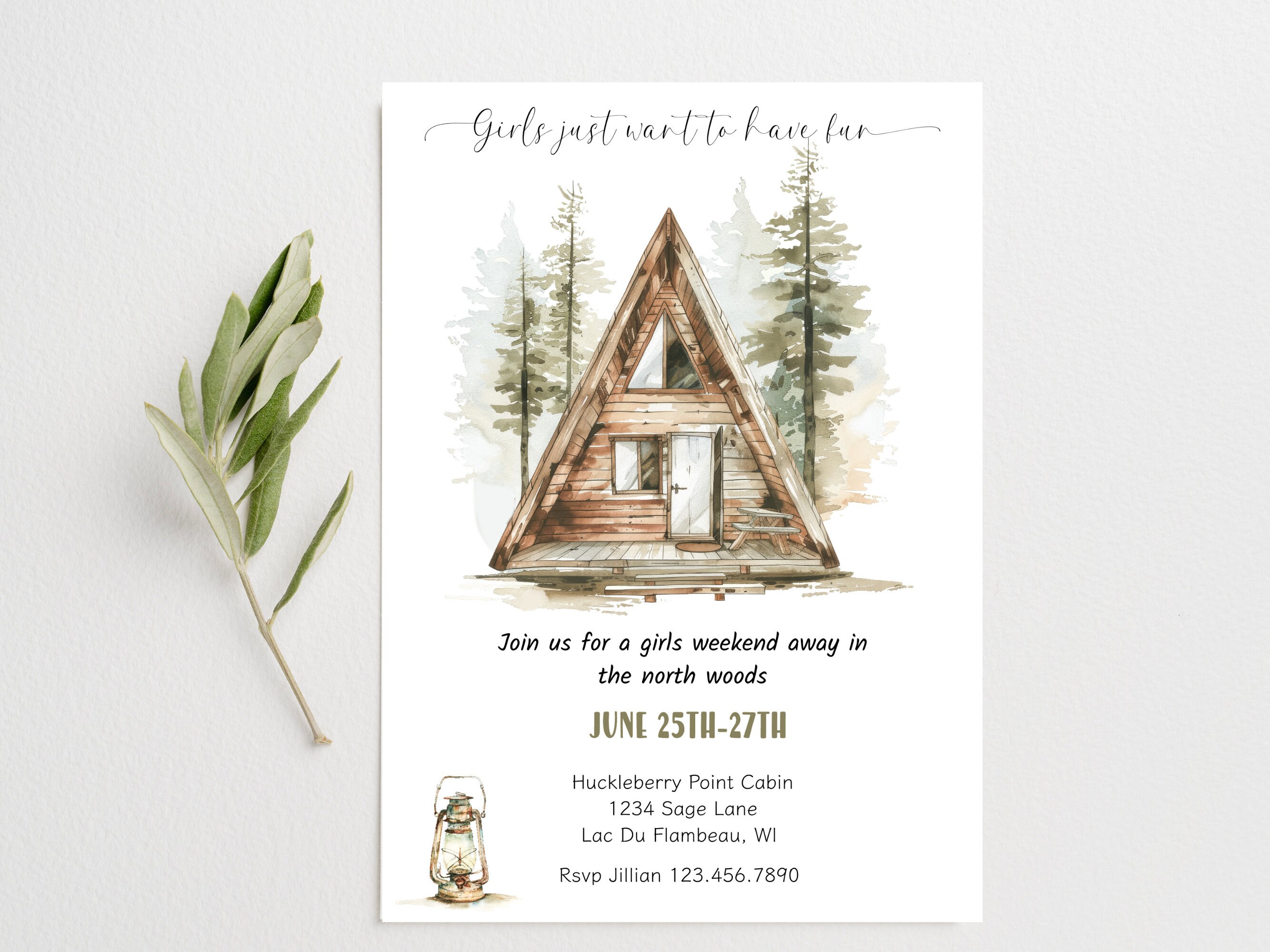 Girls Weekend Away Invitation, Editable Weekend in the Woods Invitation ...