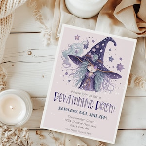 Witches Halloween Party Invitation, Little Witch Halloween Party ...