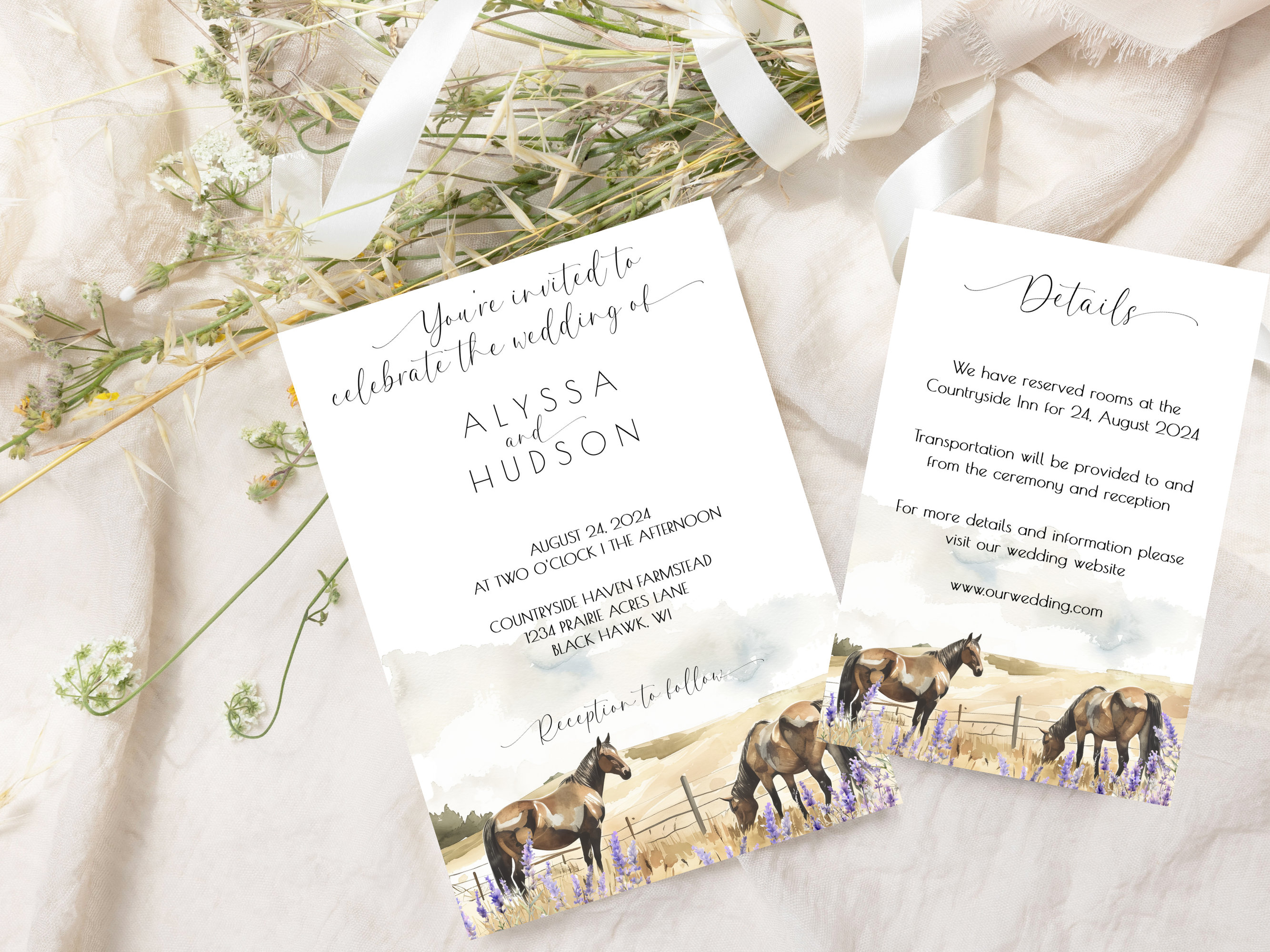 Rustic Country Farm Wedding Invitation Set, Countryside Barn Wedding ...