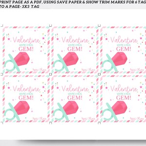 Valentine's Day Ring Pop Tags, You're A Gem Favor Tag, Sweet Treat Bag ...