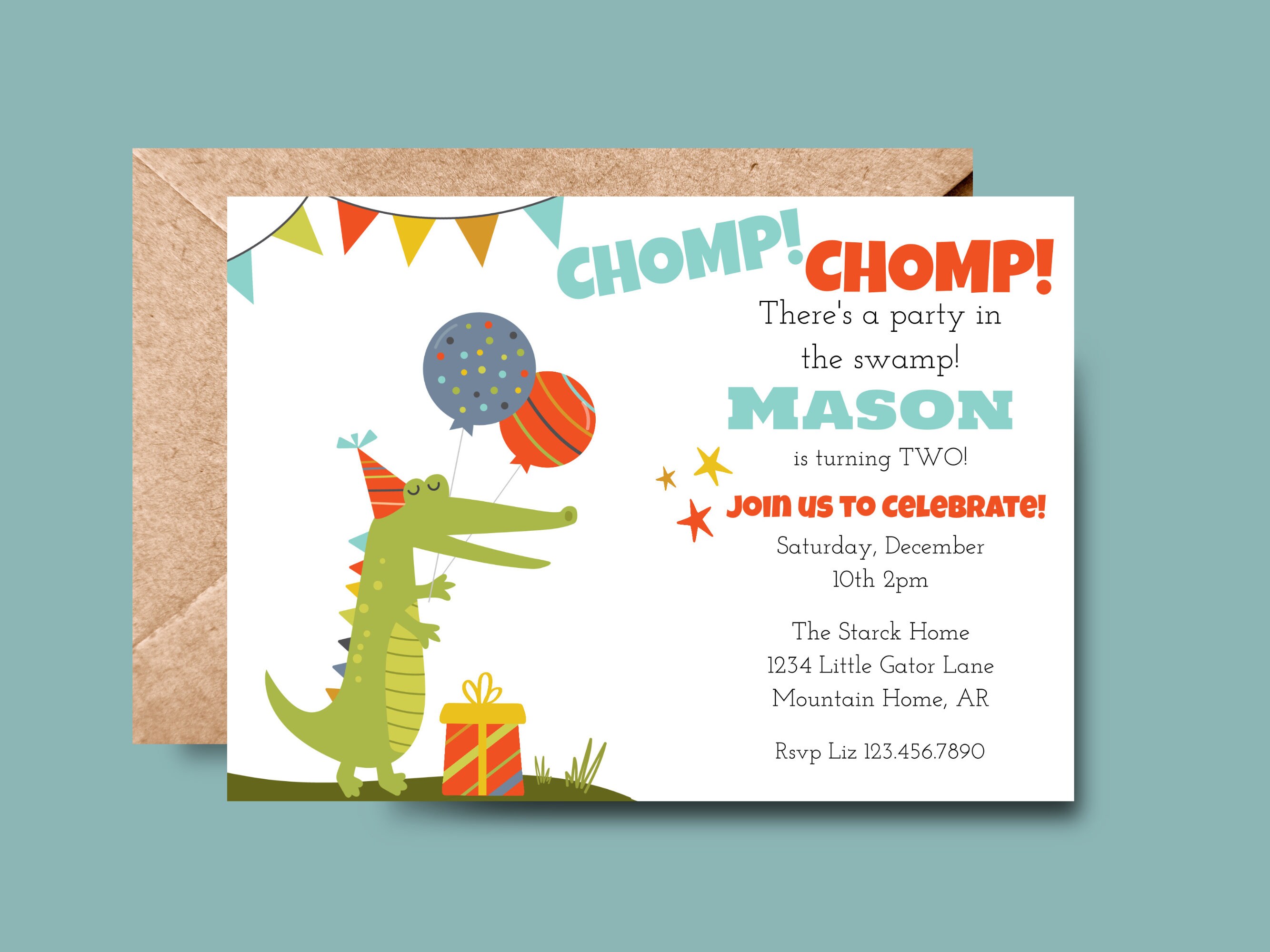 Alligator Birthday Party Invitation/ Printable Alligator - Etsy