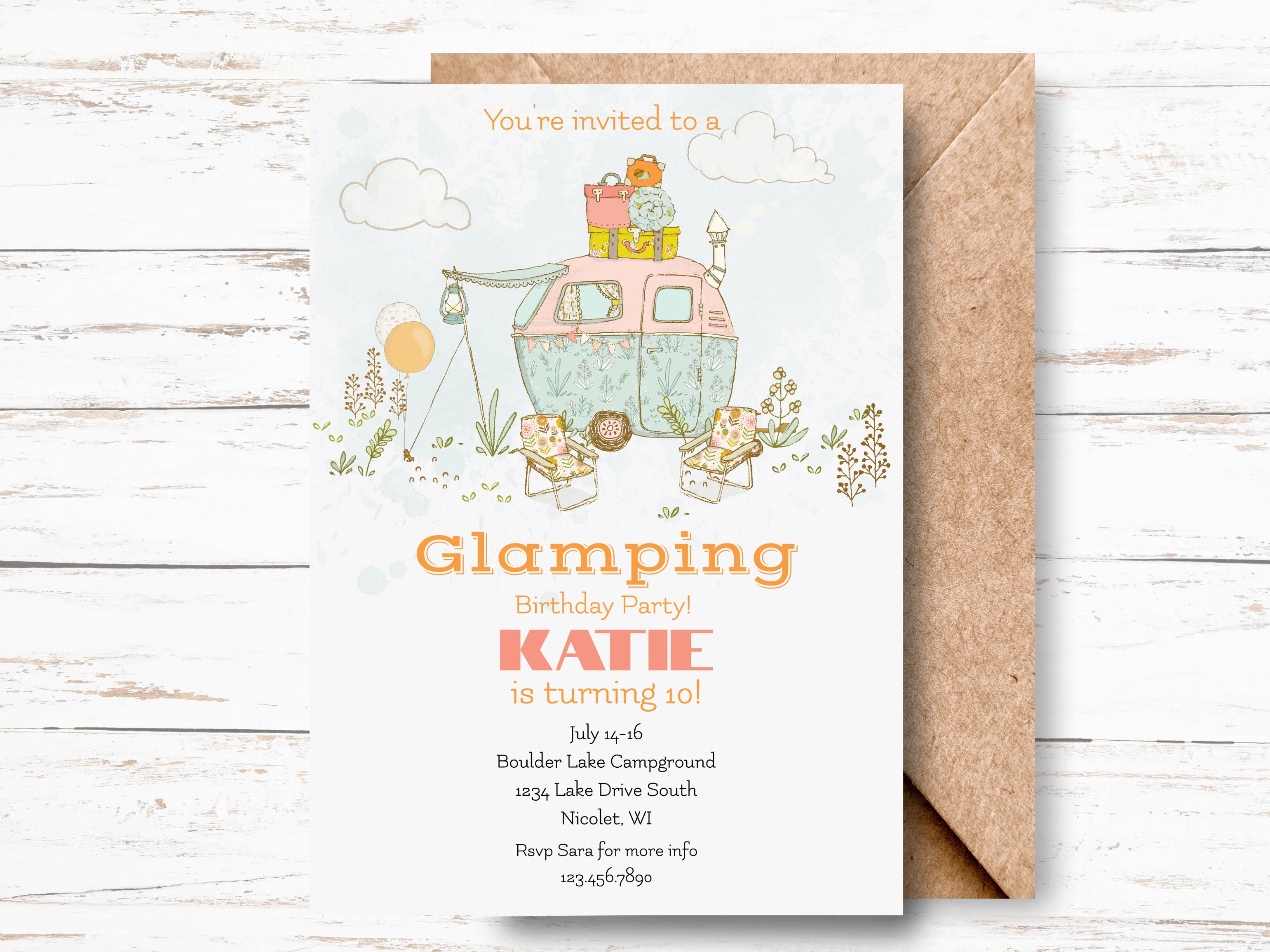 Cute Glamping Birthday Weekend Party Invitation/ Glamping - Etsy