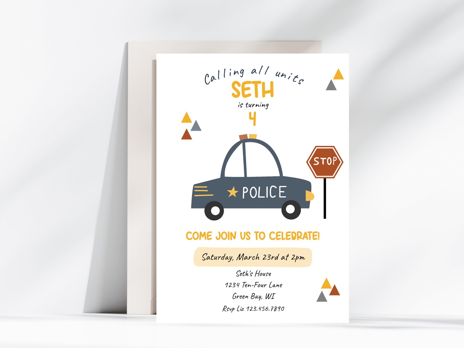 Editable Police Birthday Invitation, Printable Police Car Birthday ...