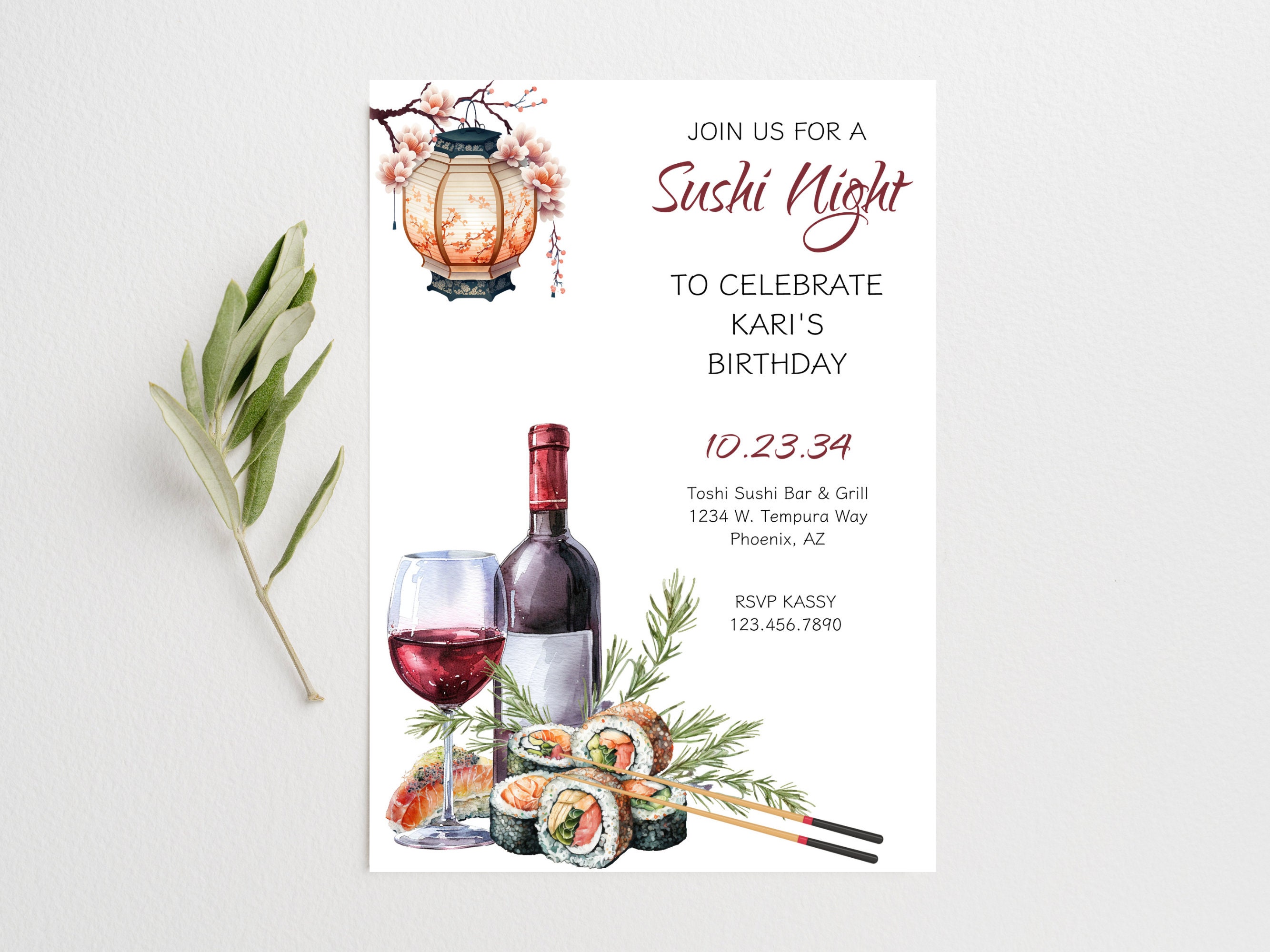 Sushi Party Invitation, Sushi Night Birthday Party, Sushi Dinner Party ...