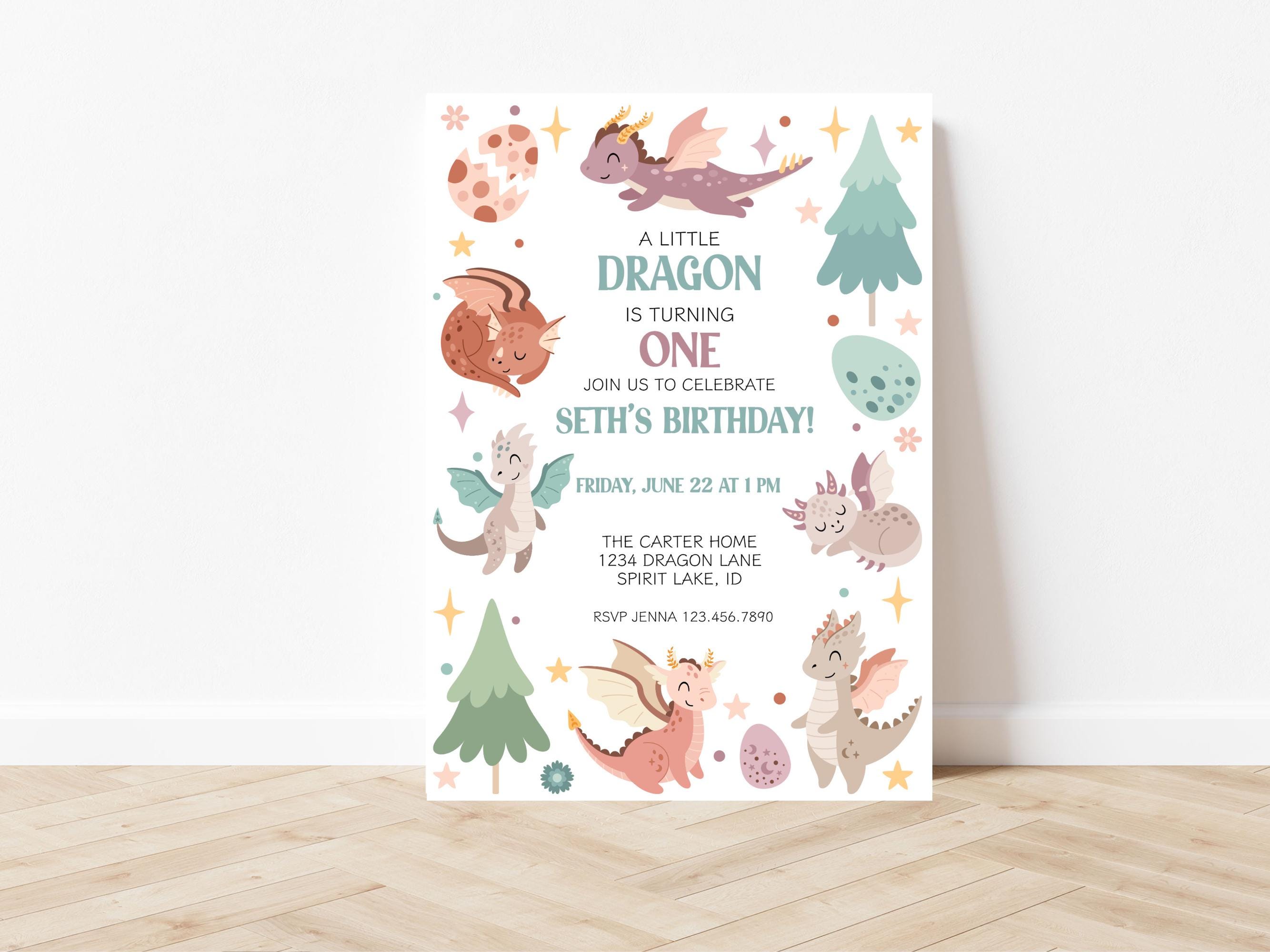 Dragon Birthday Invitation, Calling All Dragons Party, First Birthday ...