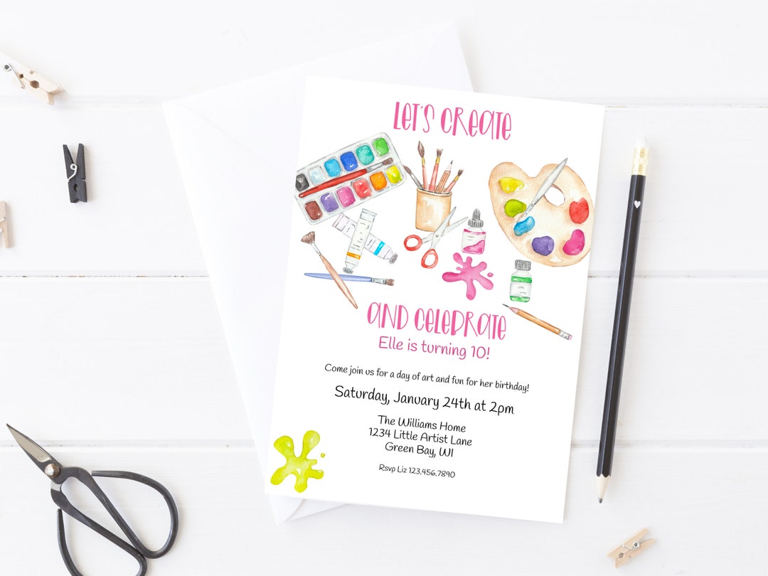 Arts & Crafts Birthday Party Invitation Editable Art Birthday - Etsy