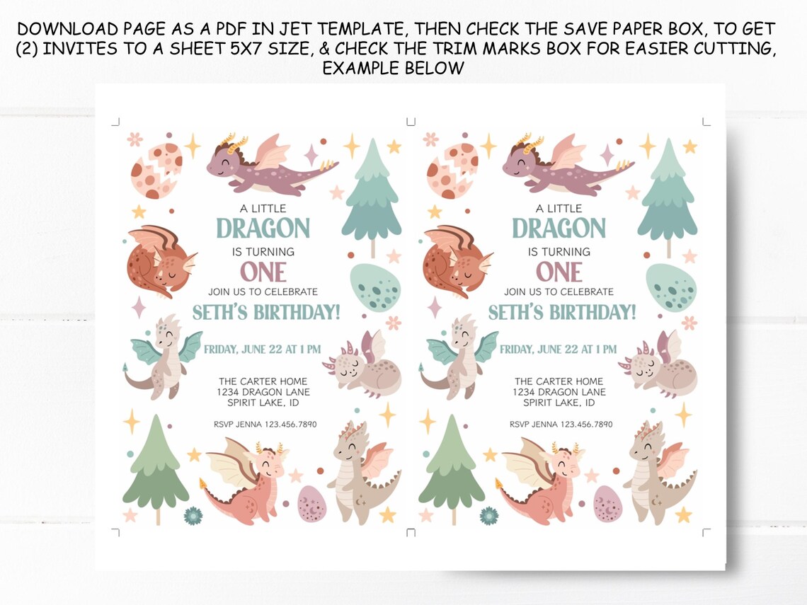 Dragon Birthday Invitation, Calling All Dragons Party, First Birthday ...