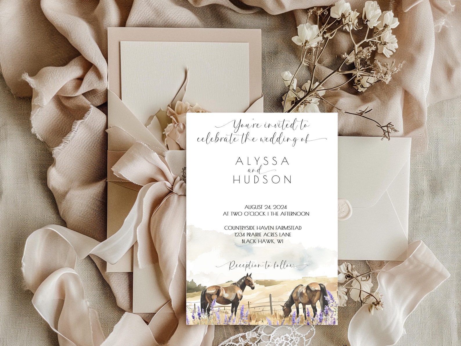 Rustic Country Farm Wedding Invitation Set, Countryside Barn Wedding ...