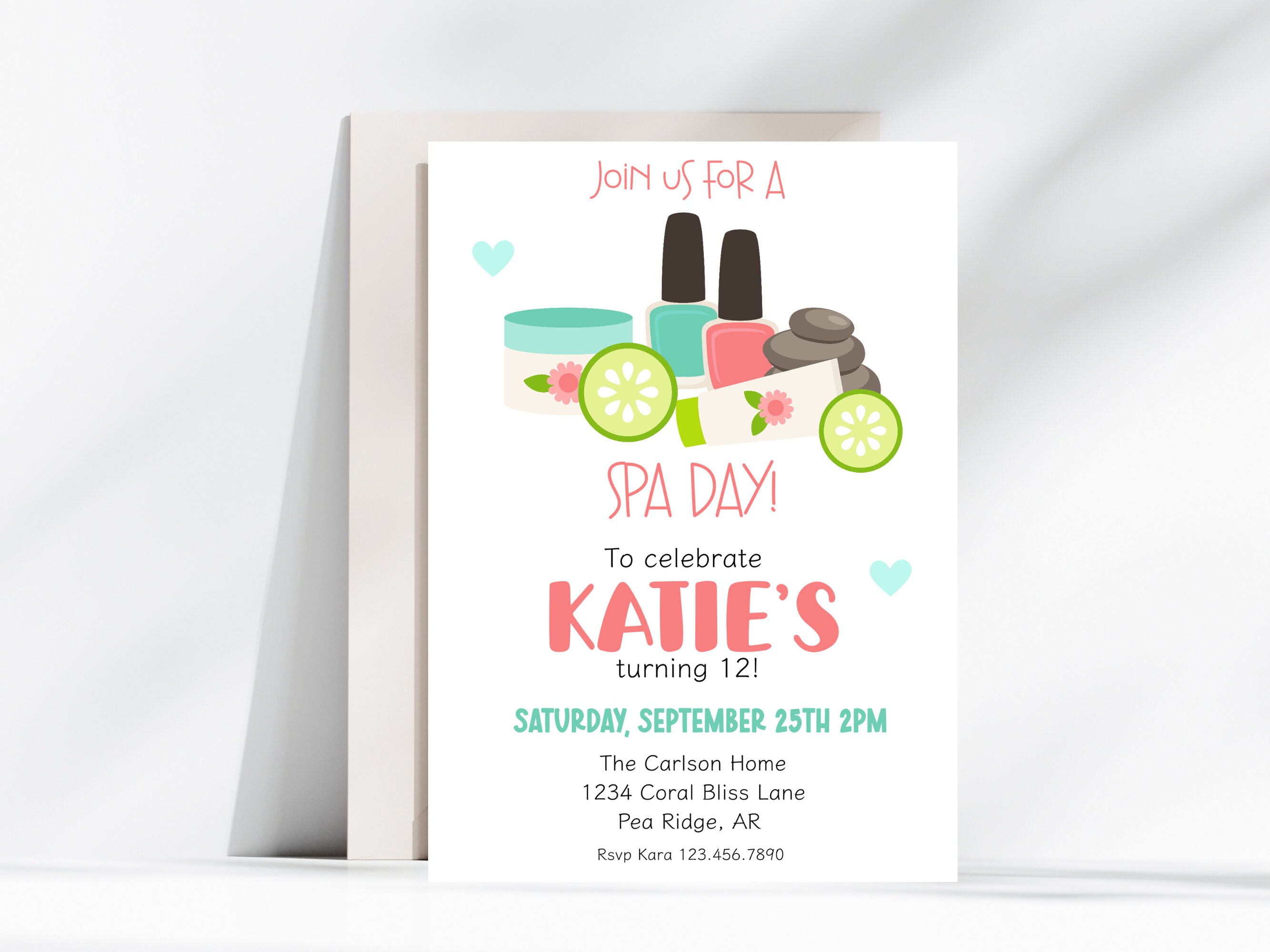 Spa Birthday Party Invitation, Printable Mani, Pedi Birthday Party ...