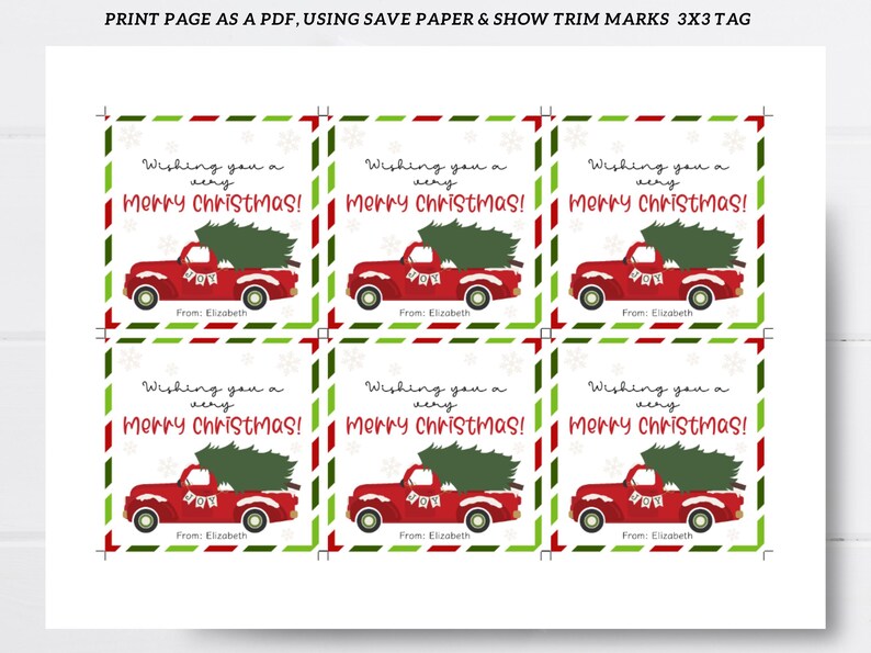 Festive Red Truck Christmas Gift Tags, Christmas Truck Favor Tags ...