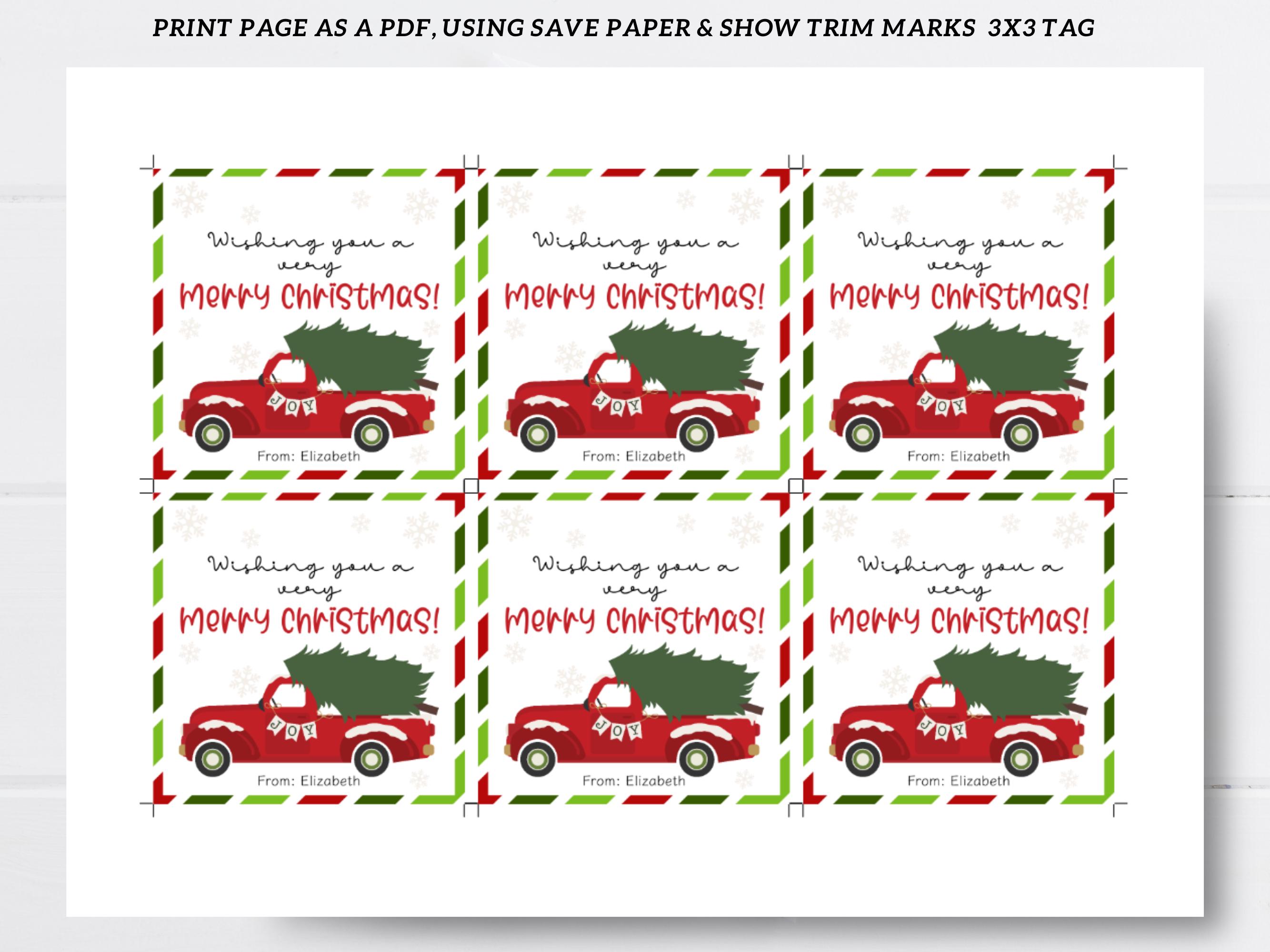 Festive Red Truck Christmas Gift Tags, Christmas Truck Favor Tags ...