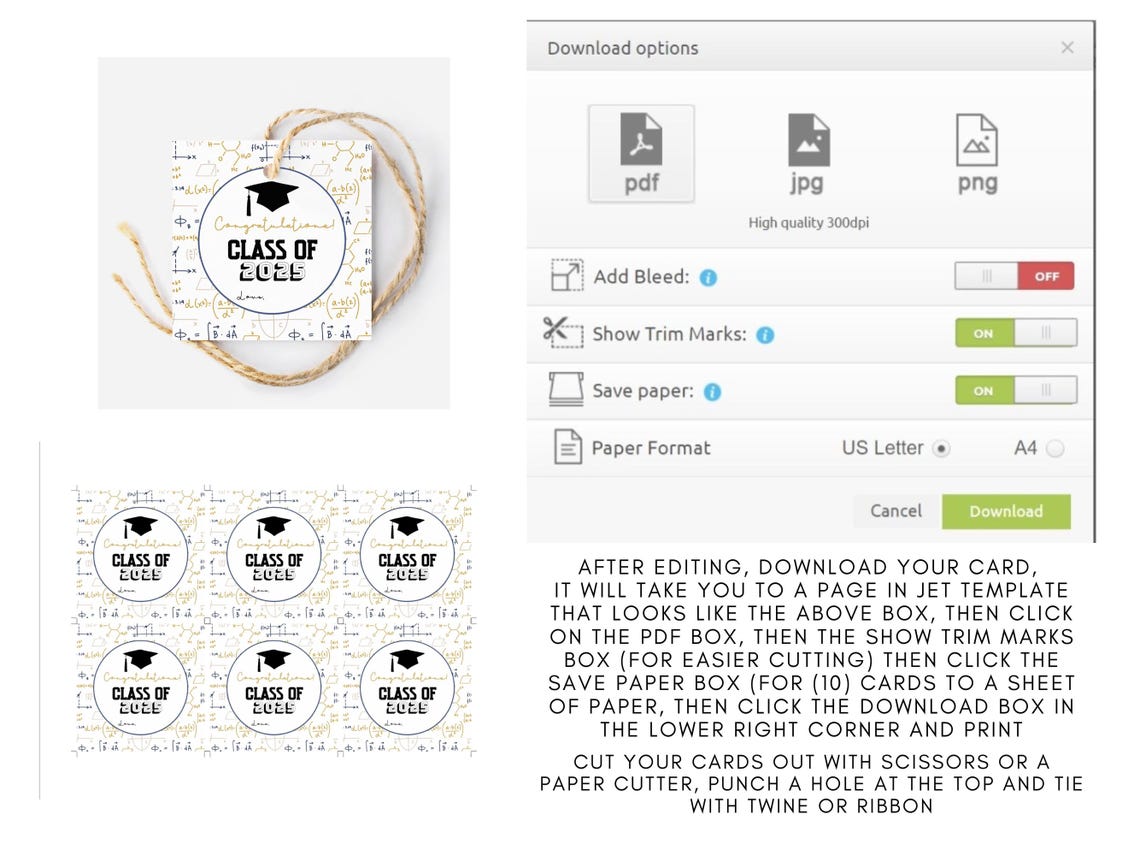 Editable 2025 Graduation Gift Tag, Grad Party Favor Tag Printable, High ...