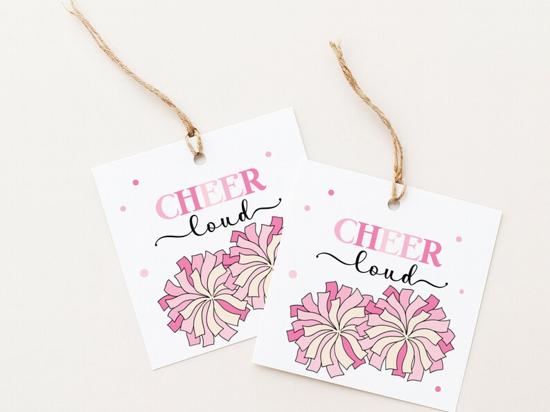 Cheerleader Gift Tags, Cheer Loud Party Favor Tag, Cheer Team ...
