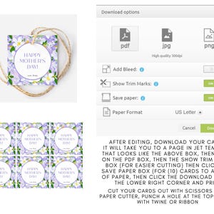 Mother's Day Gift Tag, Lavender Floral Mother's Day Tag, Mother's Day ...