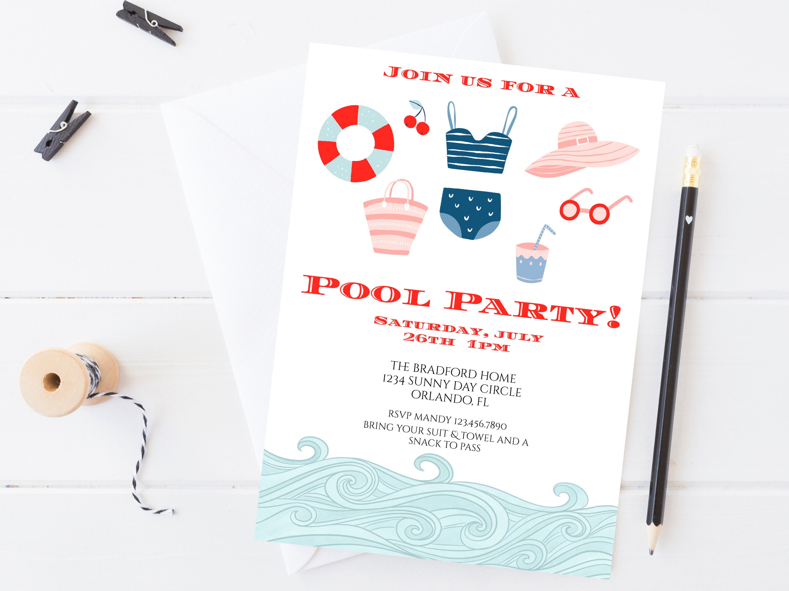 Pool Party Editable Invitation, Printable Summer Pool Party Invitation ...