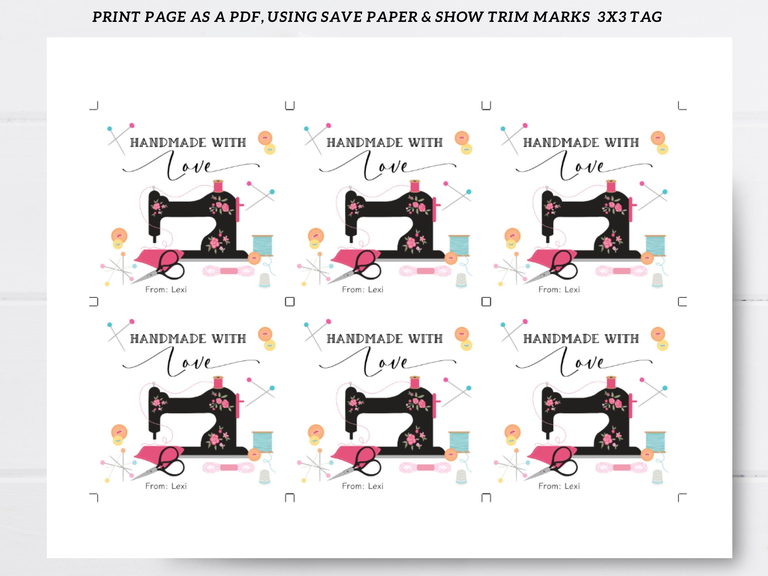 Sewing Gift Tag Template: Handmade With Love (digital Download) - Etsy