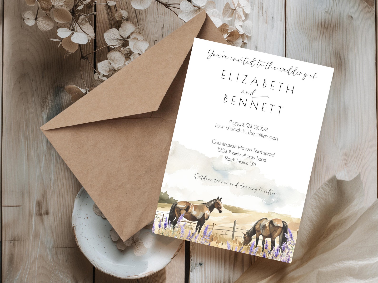 Rustic Farm Wedding Invitation, Farm Wedding Invitation Template ...