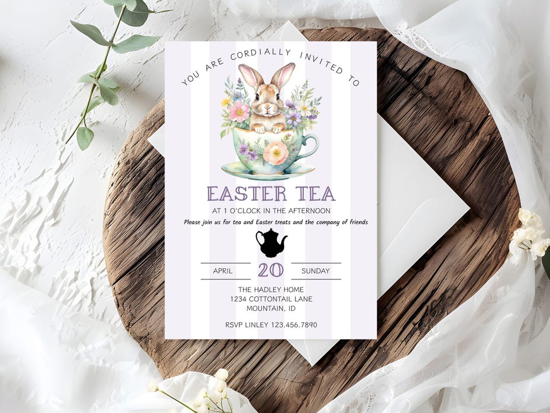 Easter Tea Party Invitation, Easter Celebration, Easter Brunch Invite ...