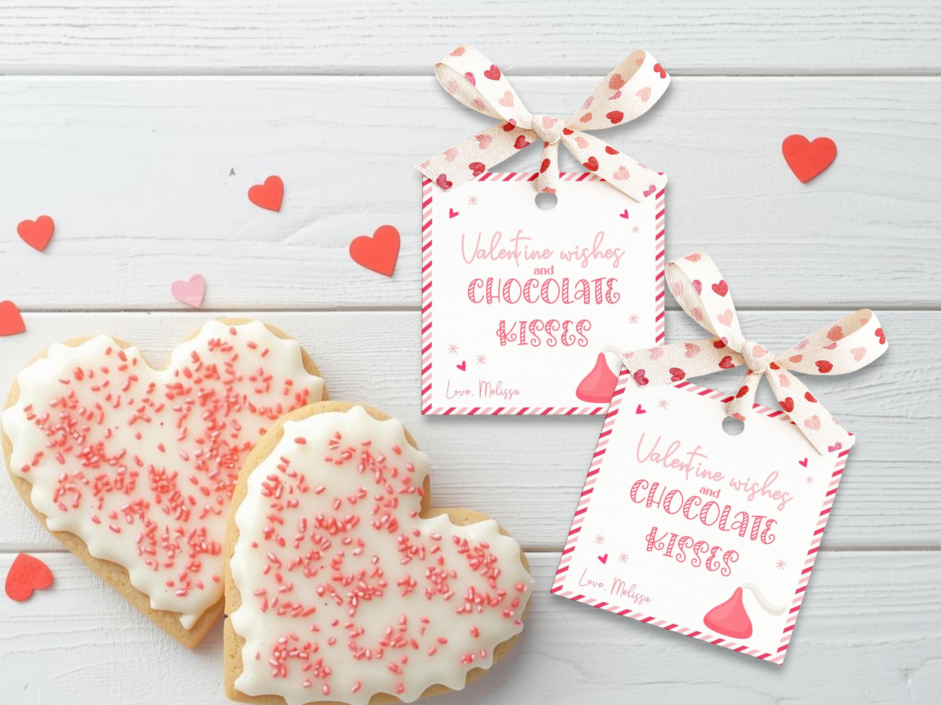 Valentine's Day Gift Tag, Chocolate Kisses Treat Tag, Kids Valentines ...