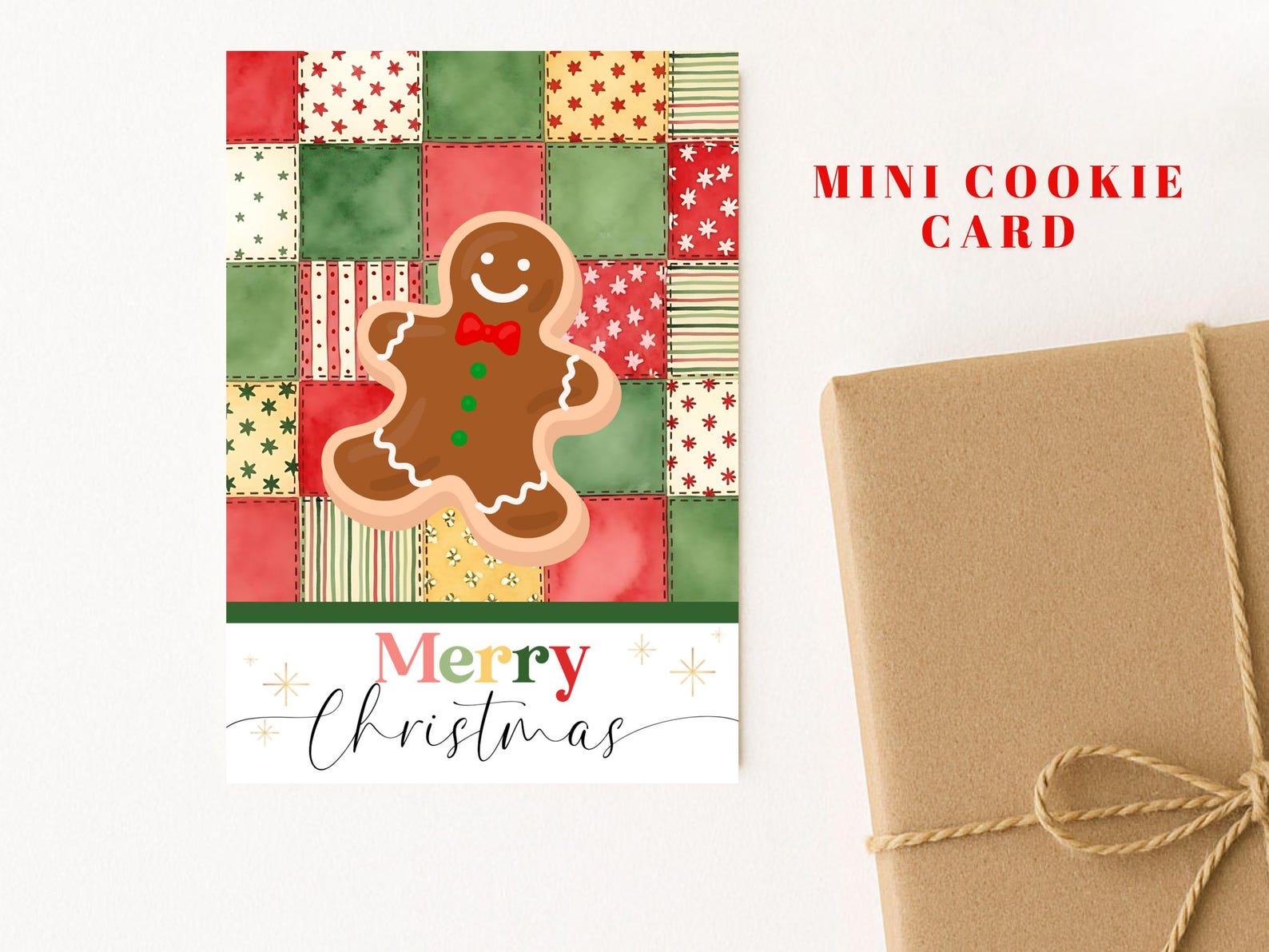 Christmas Mini Cookie Card, Country Christmas Cookie Tag, Holiday ...