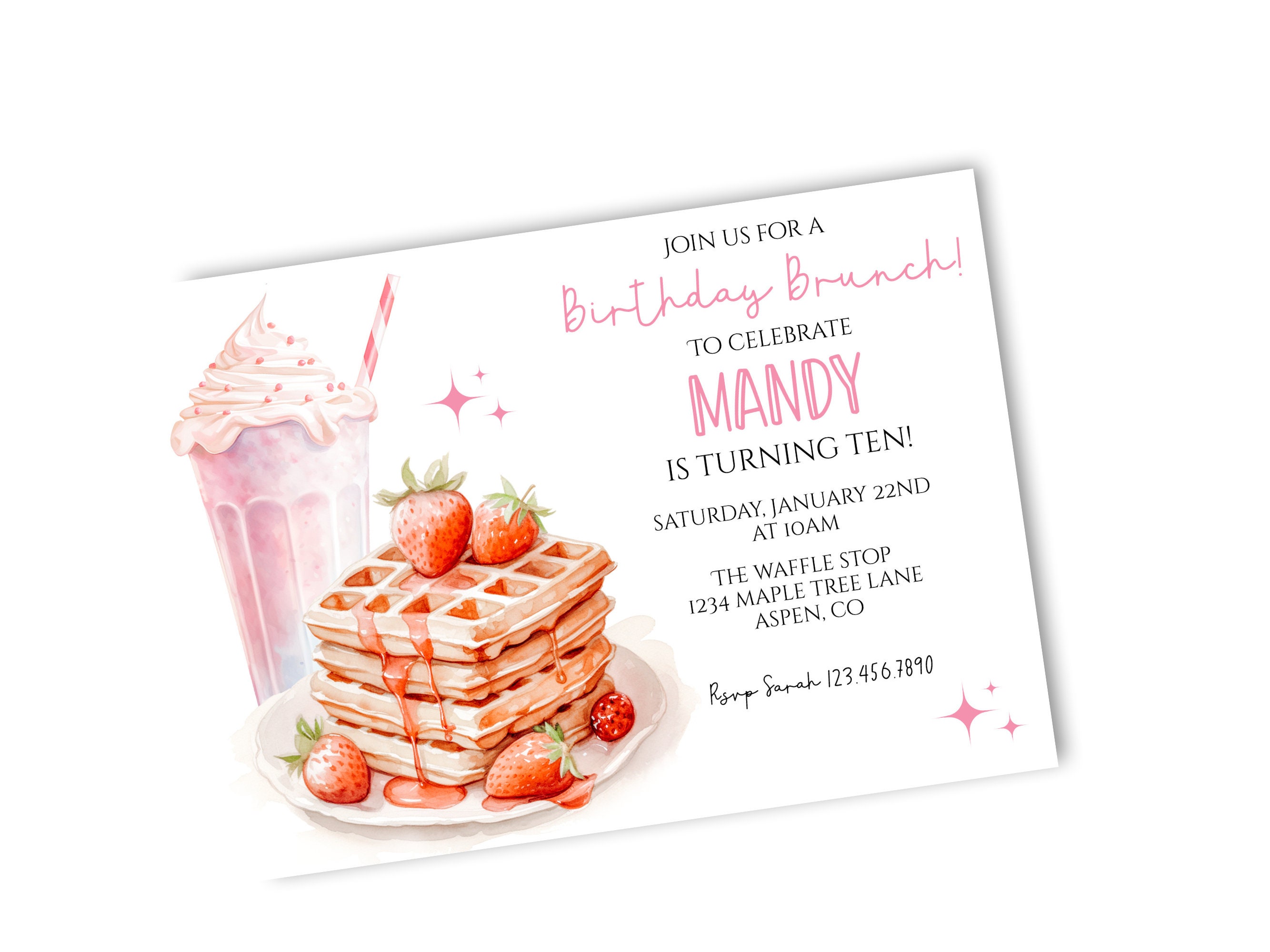 Editable Birthday Brunch Invitation, Kids Brunch Birthday Invite ...