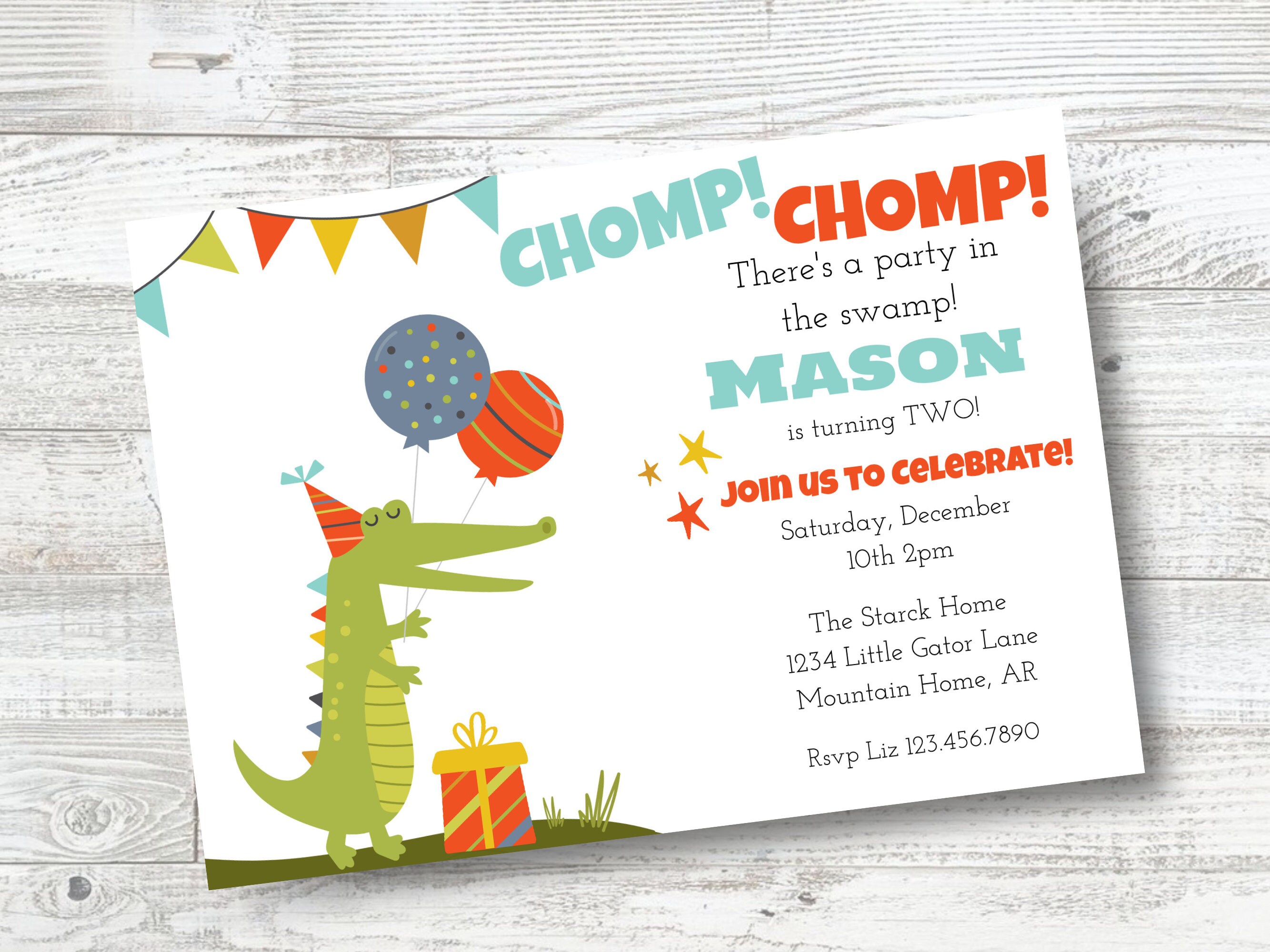 Alligator Birthday Party Invitation/ Printable Alligator - Etsy