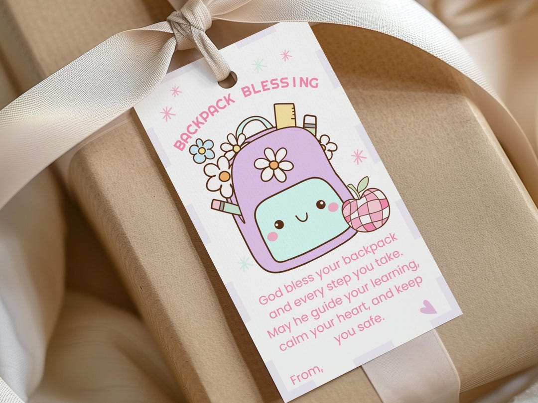 Printable Backpack Blessing Tag, First Day of School Tag, Backpack ...