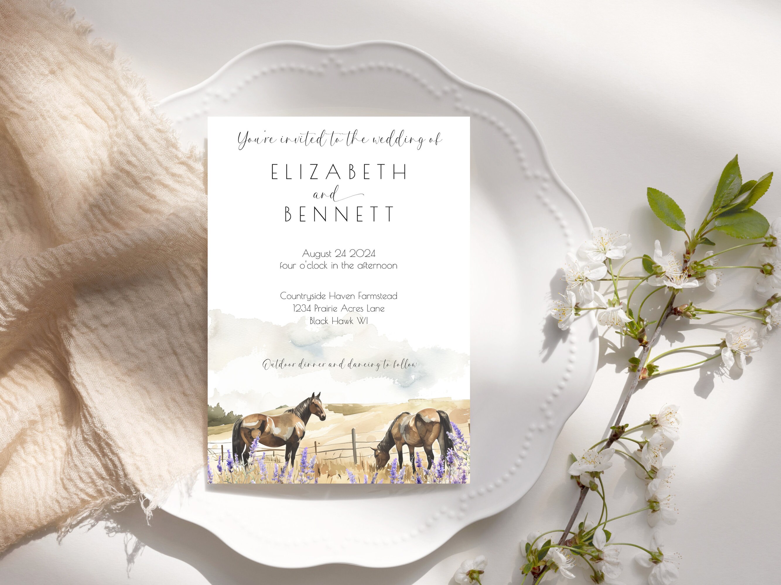 Rustic Farm Wedding Invitation, Farm Wedding Invitation Template ...