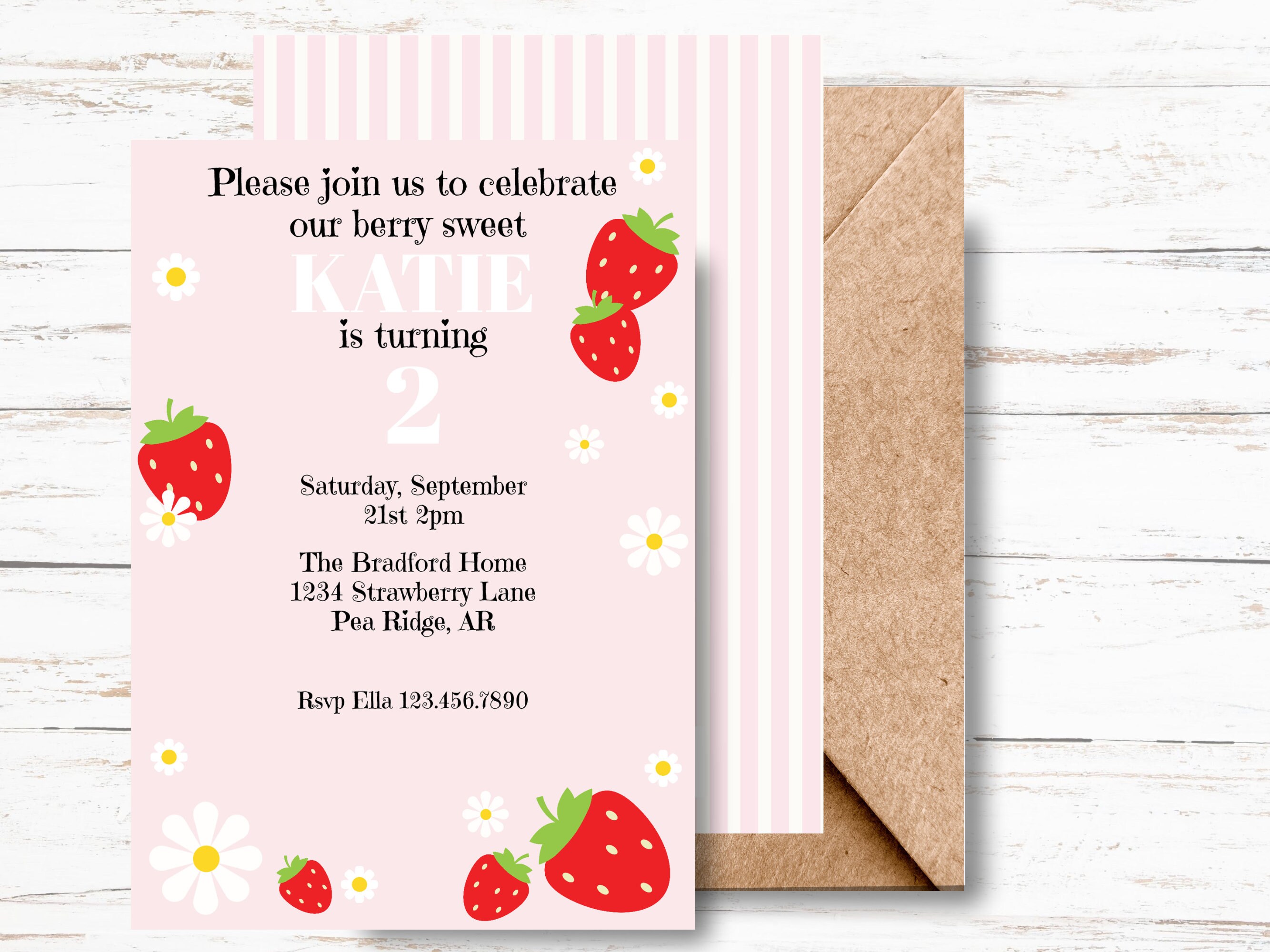 Berry Sweet Birthday Invitation/ Berry Sweet Birthday/ Editable ...