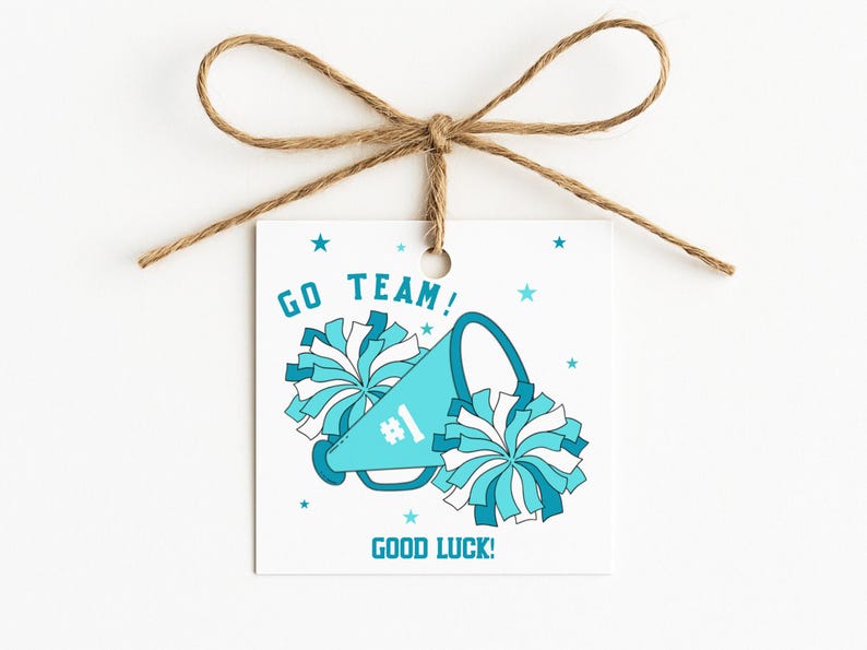 Editable Cheerleader Go Team Tag, Cheer Team Gift Tag, Cheerleader Team ...