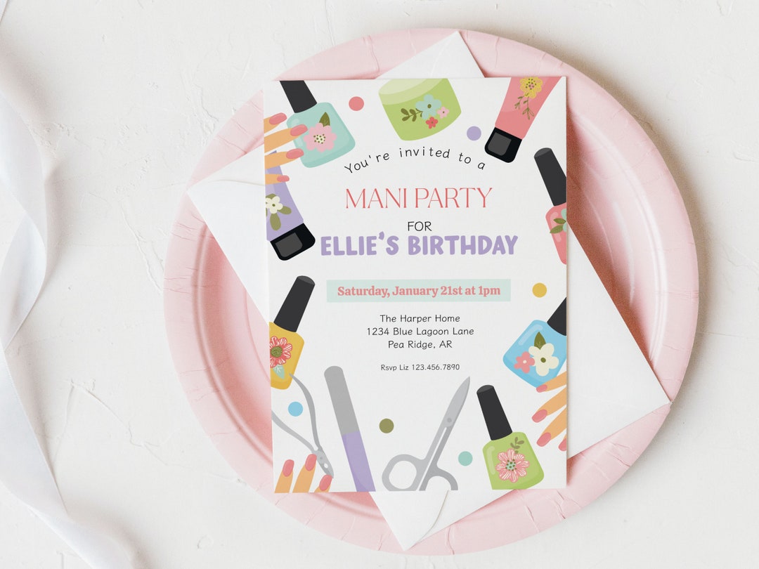 Mani Birthday Party Invitation, Manicure Birthday Invite, Nail Polish ...