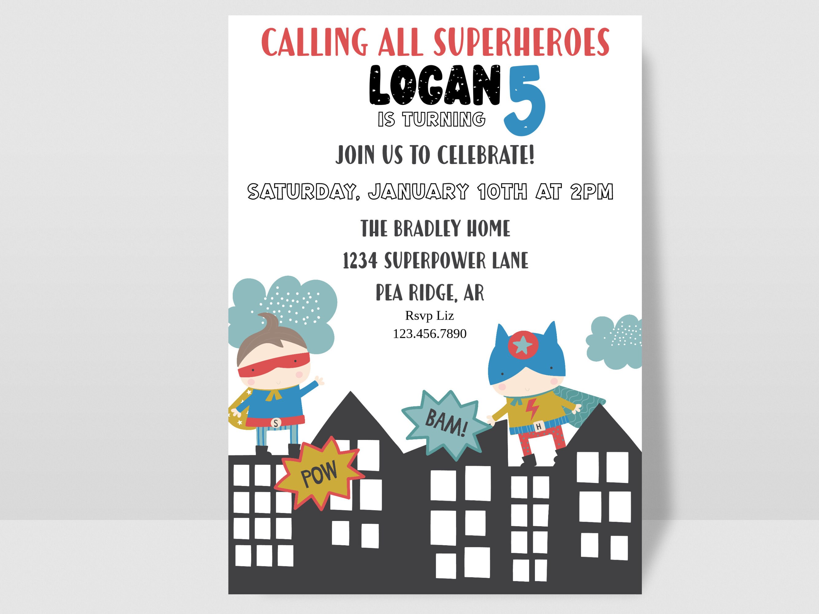 Superhero Birthday Invitation, Editable Superheroes Party Invitation ...