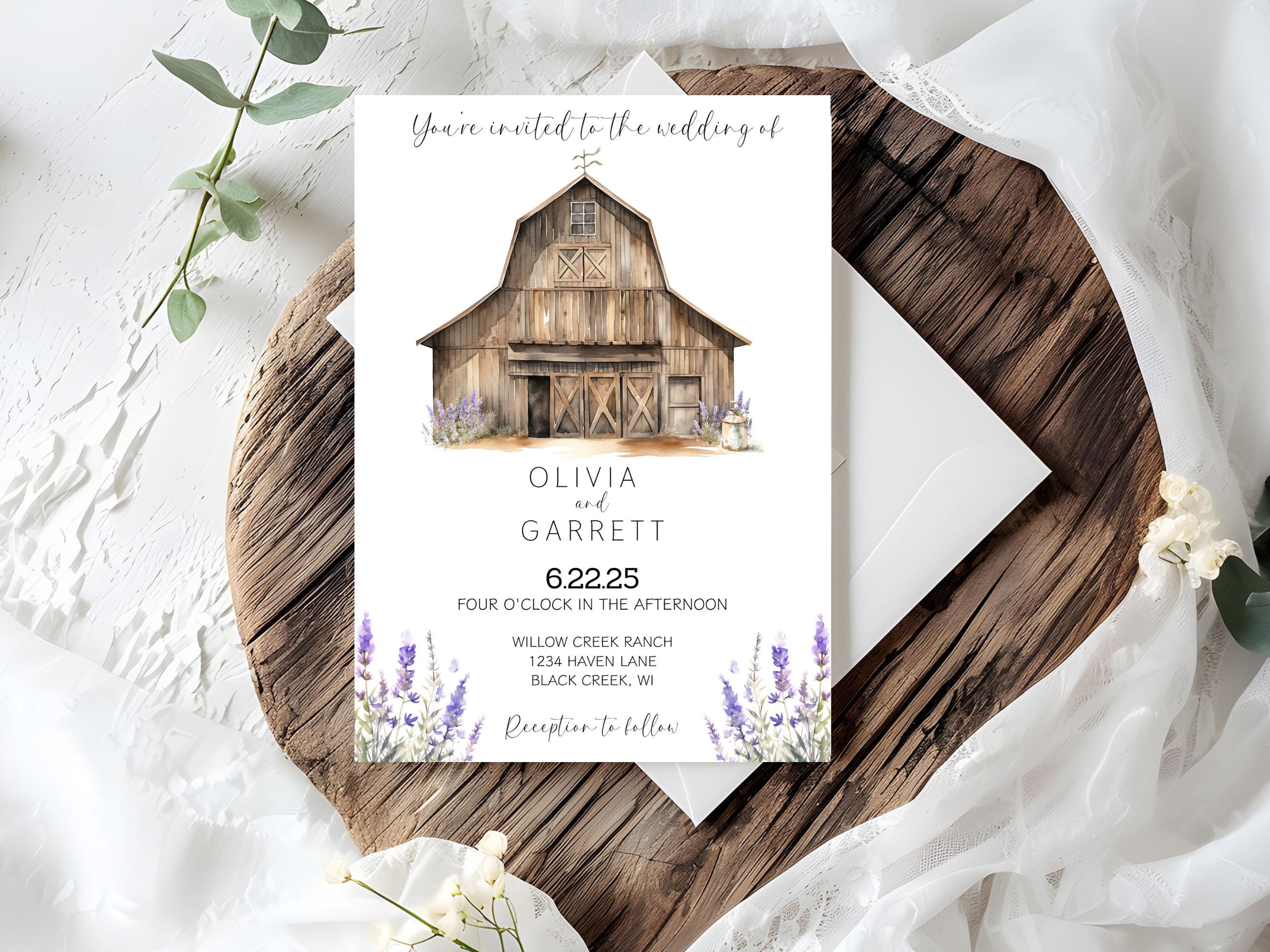 Rustic Barn Wedding Invitation, Printable Country Wedding Invite, Wood ...