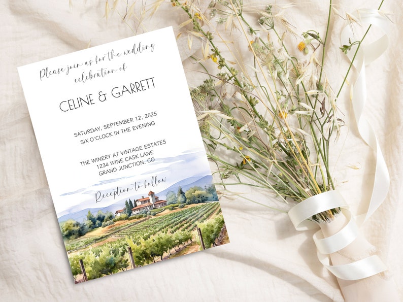 Vineyard Inspired Wedding Invitation Suite, Vineyard Theme Wedding, Wine Country Wedding Set ...