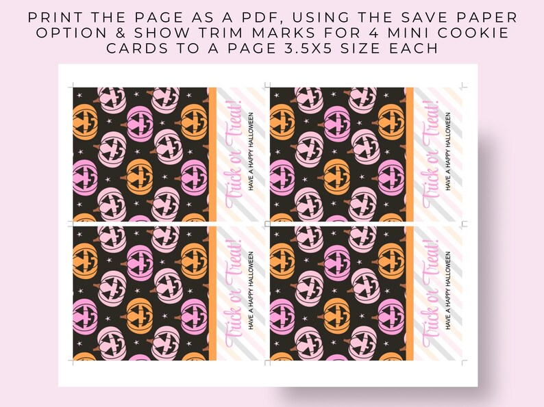 Halloween Mini Cookie Card Printable, Pumpkin Cookie Packaging, Trick ...