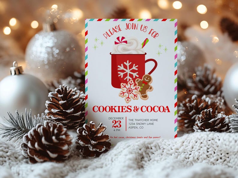 Hot Cocoa & Cookies Party Invite, Christmas Party Invitation, Hot ...