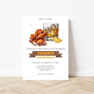 Whiskey & Wings Birthday Invitation/ Printable Cocktails - Etsy