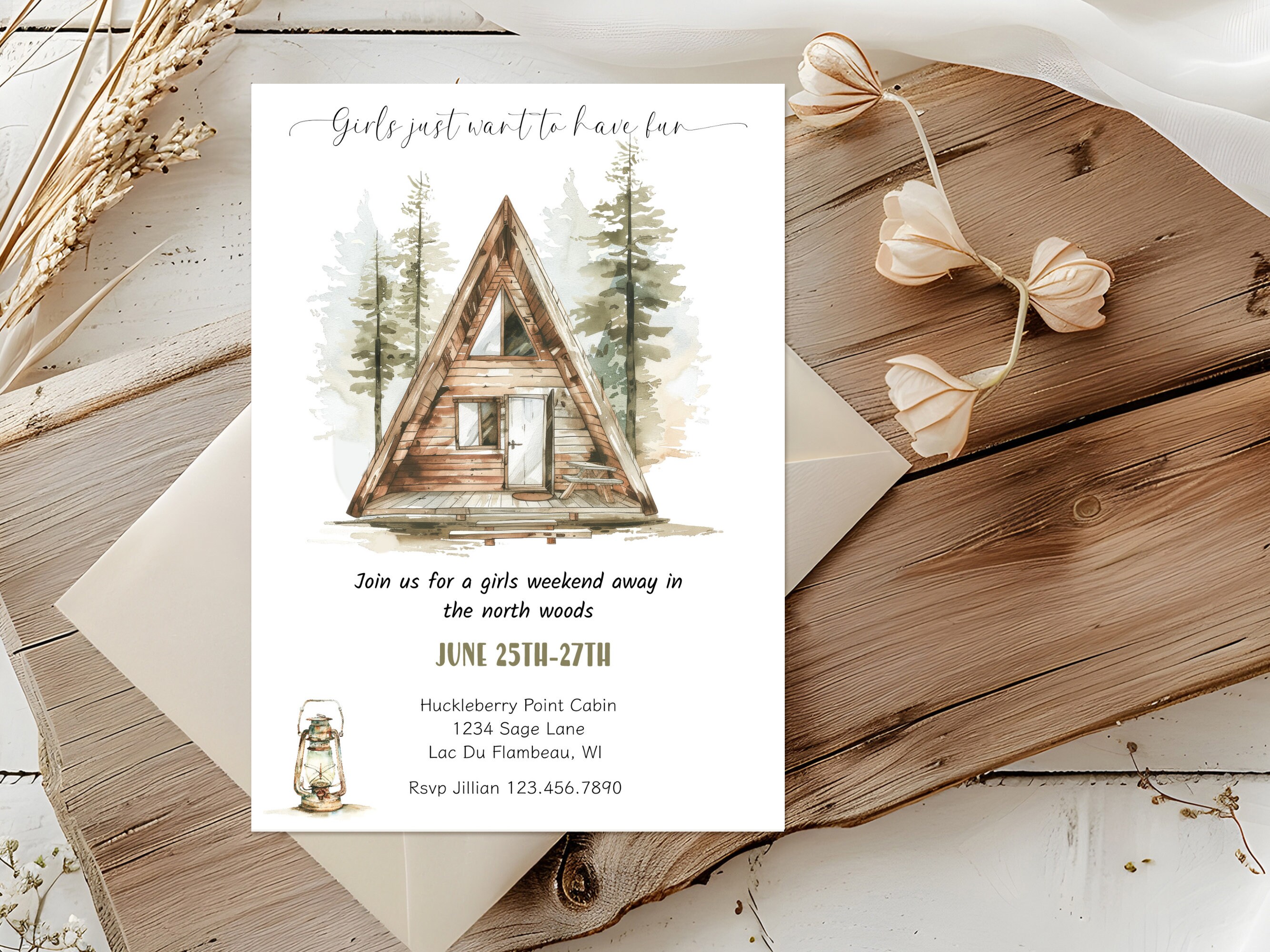 Girls Weekend Away Invitation, Editable Weekend in the Woods Invitation ...