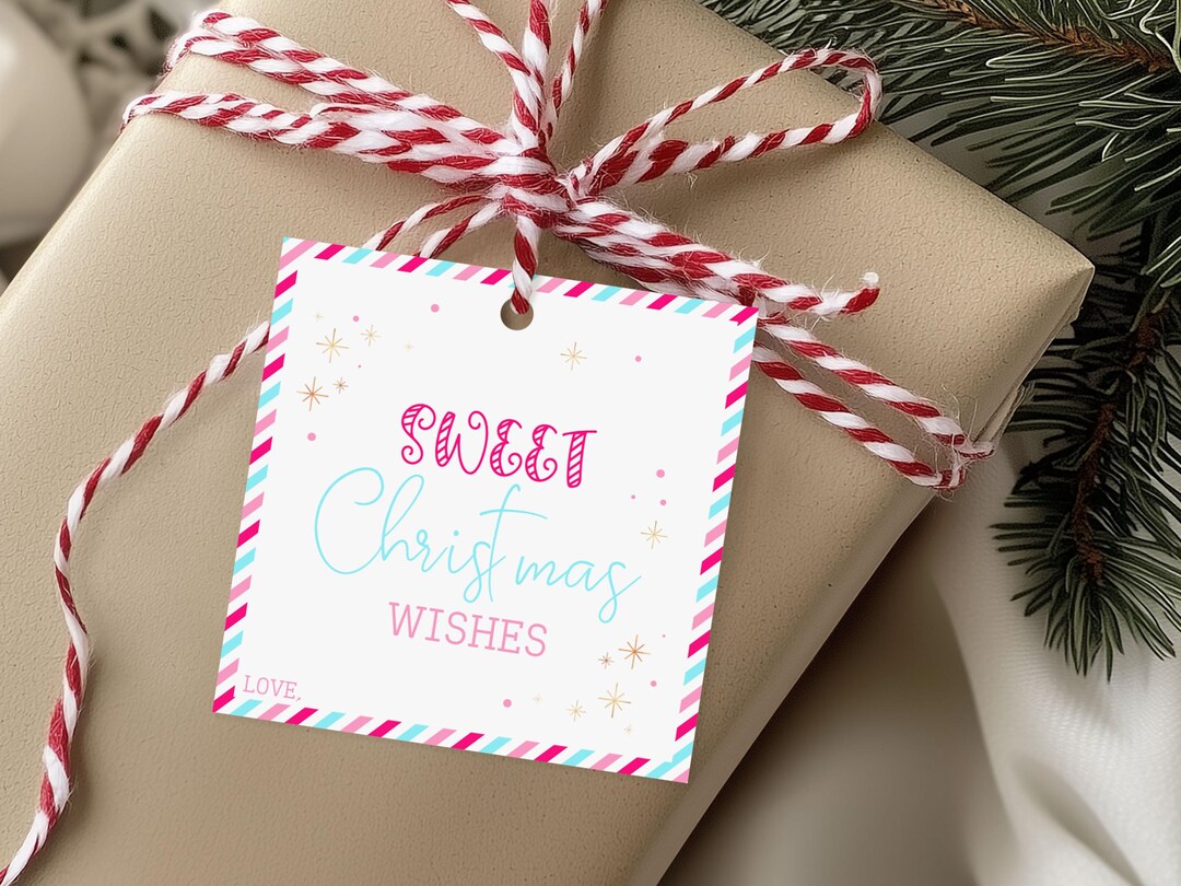 Pink Christmas Gift Tag, Sweet Christmas Wish Favor Tag, Sugar Cookie ...