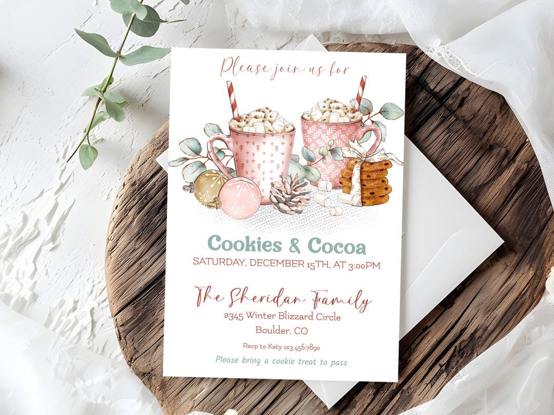 Festive Cookies & Cocoa Party Invite, Christmas Hot Cocoa Celebration ...