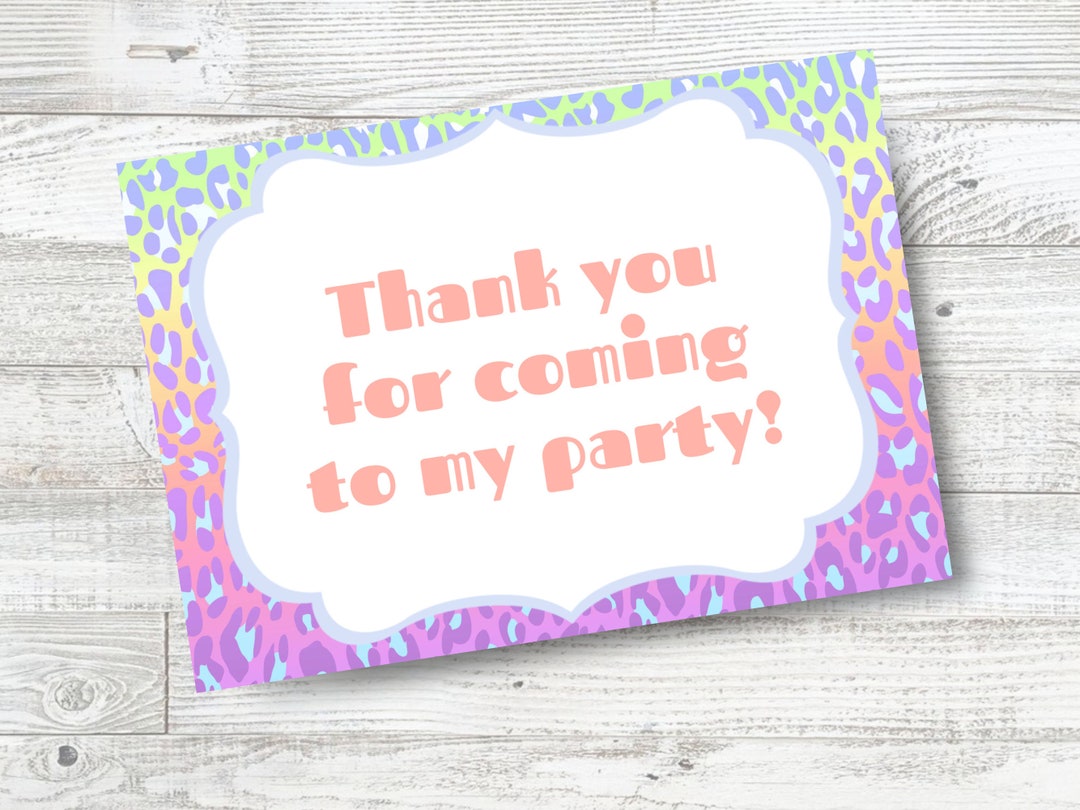 Cheetah Print Editable Thank You Card/ Thank You Card Template/ Animal ...