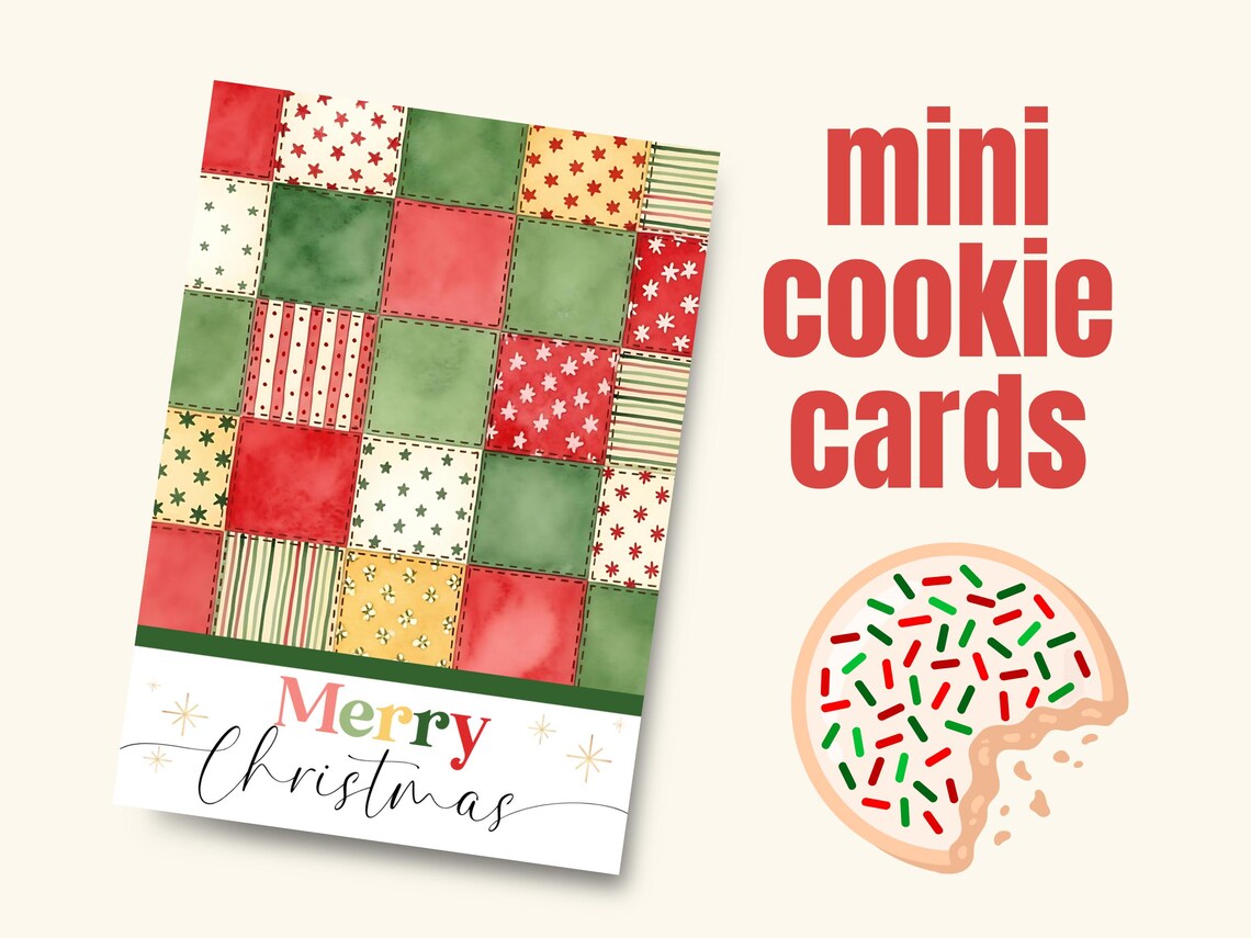 Christmas Mini Cookie Card, Country Christmas Cookie Tag, Holiday ...
