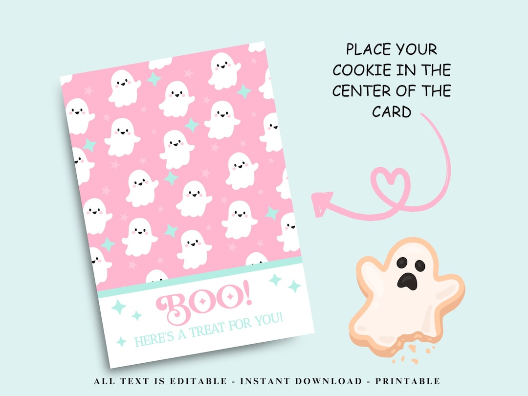 Halloween Mini Cookie Card, BOO! Here's A Treat for You Tag, Printable ...
