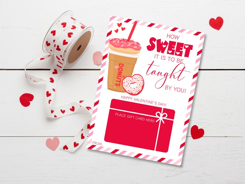 Teacher Valentine Printable Gift Card Holder, Coffee Cup & Donut ...